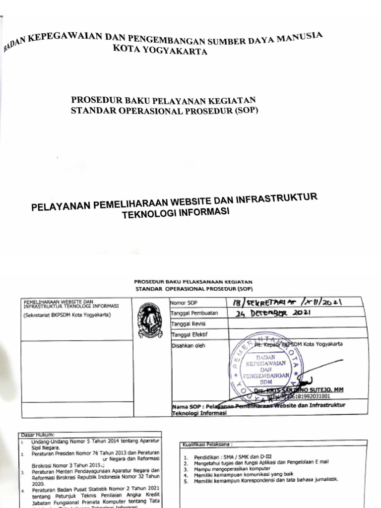 Pelayanan Pemeliharaan Website Dan Infrastruktur Teknologi Informasi 527 | PDF