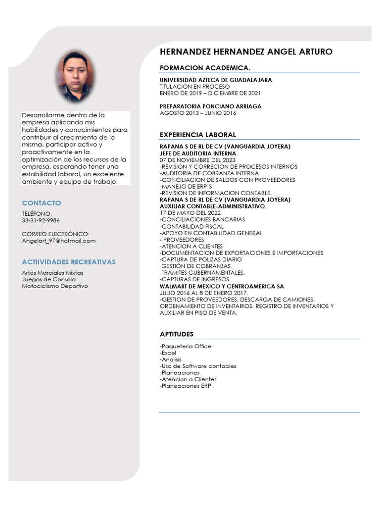 Curriculum Angel HDZ 2 | PDF | Industrias de servicio | Negocios económicos