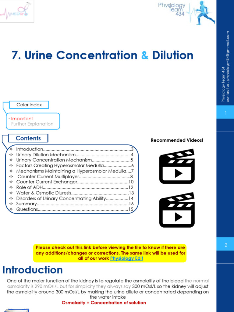 7.urine Concentration & Dilution | PDF | Organ (Anatomy) | Genitourinary System