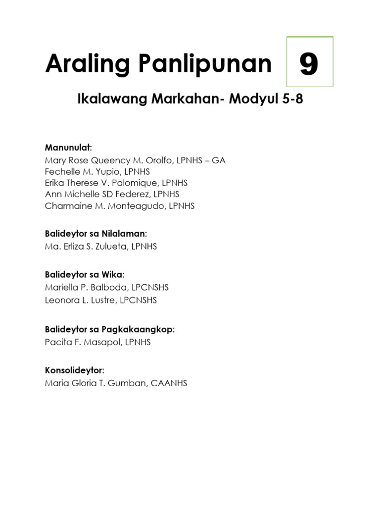 Ap9 q2 Adm Week 5-8 | PDF