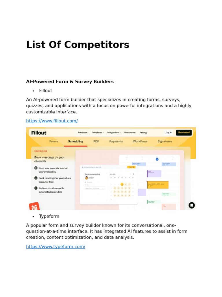 List of Competitors | PDF