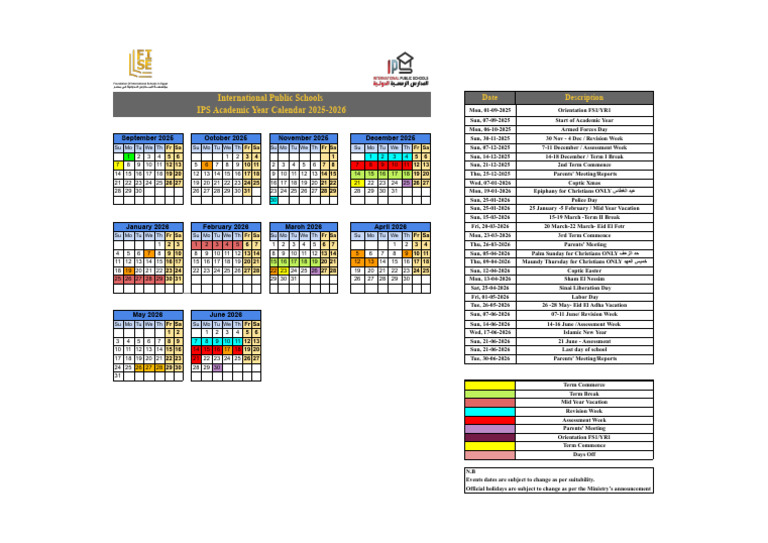 IPS Academic Calendar 2025-2026 | PDF | Religious Holidays | Liturgical ...