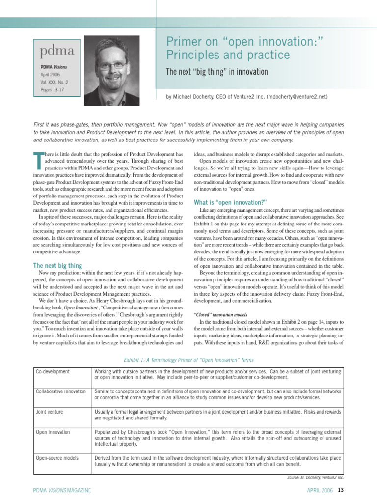 Primer On Open Innovation Visions April06 | PDF | Innovation | Business