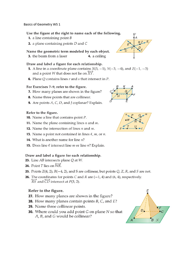 Basics of Geometry WS 1 | PDF
