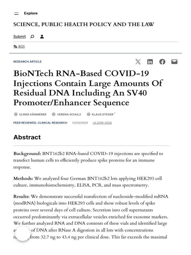 Biontech Rna-Based Covid-19 Injections Contain Large Amounts of ...