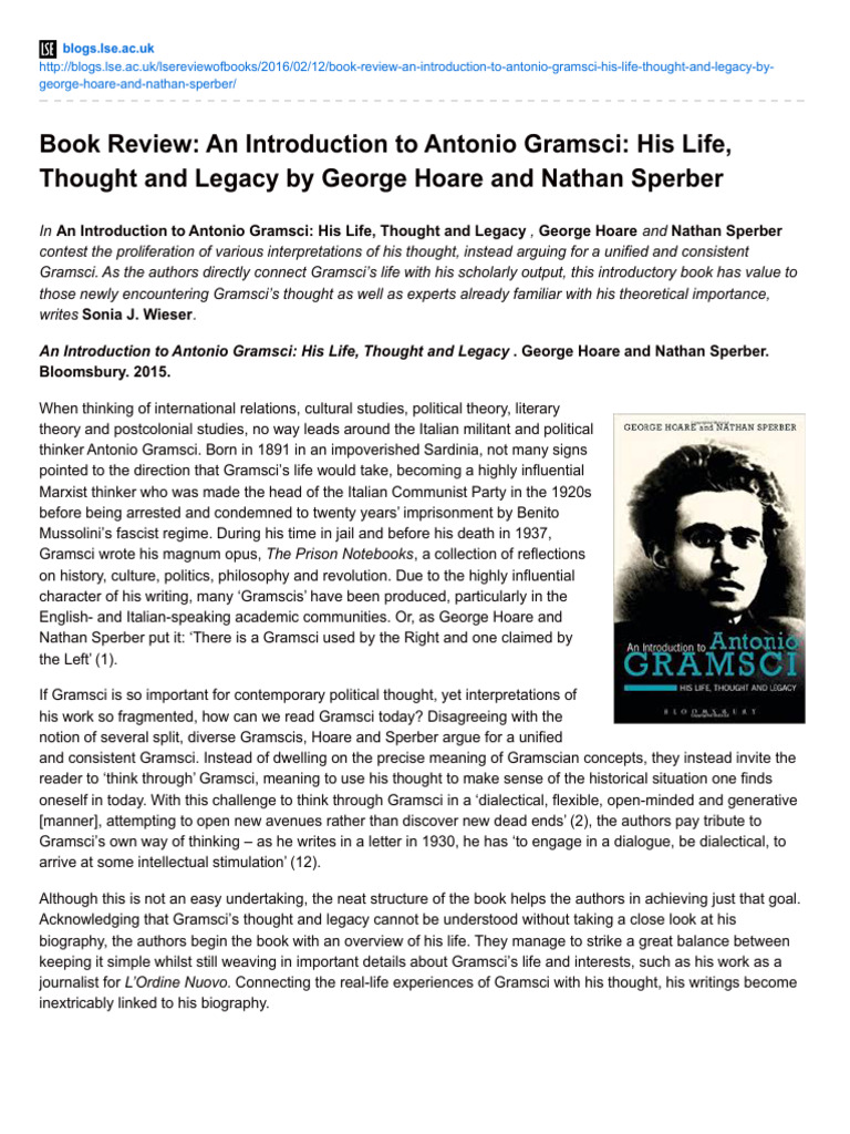 On To Antonio Gramsci by George Hoare and Nathan Sperber | PDF ...