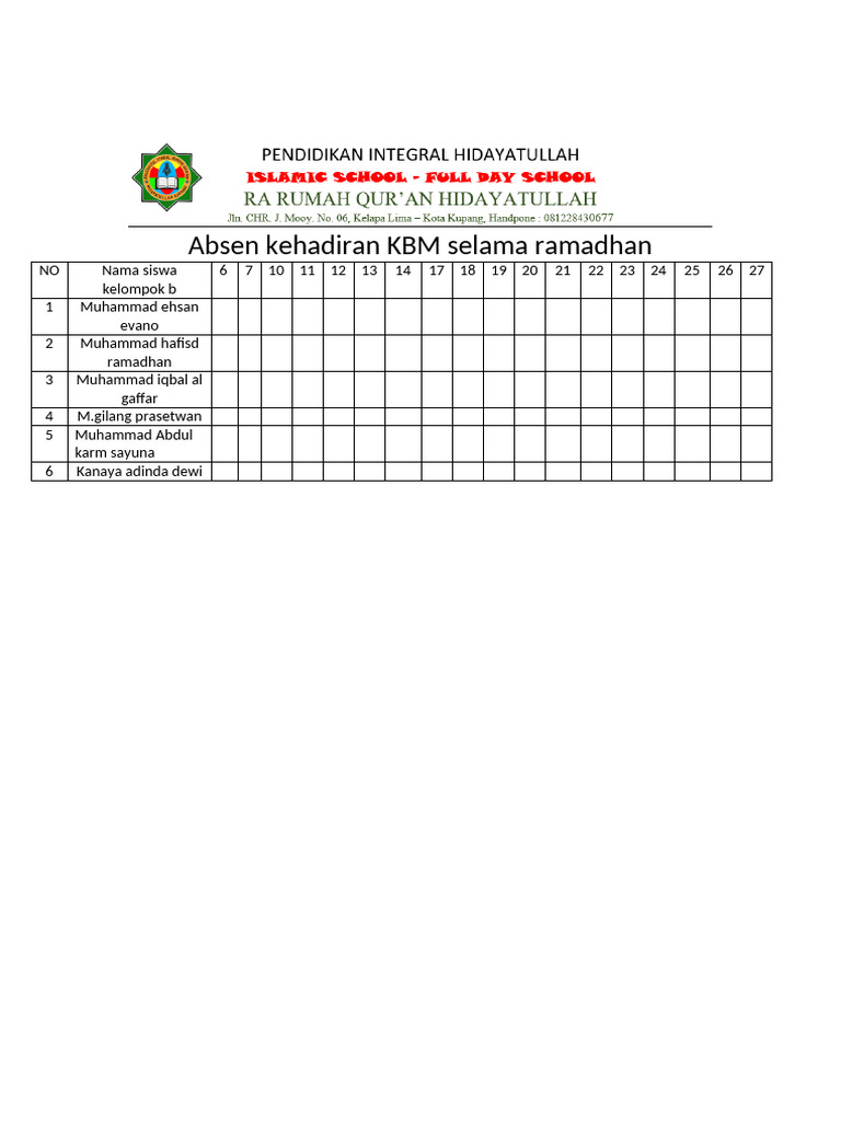Absen KBM Ramadhan | PDF