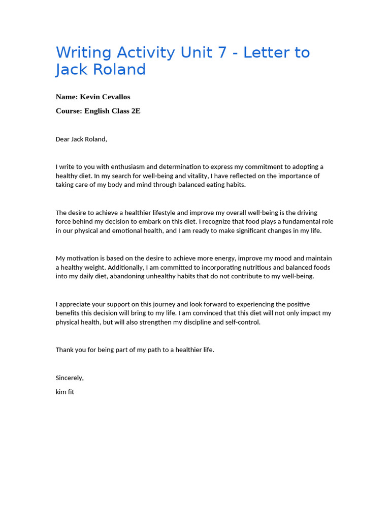 Cevallos Kevin - Letter To Jack Roland | PDF