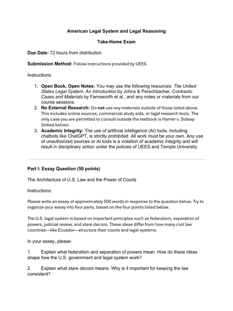 Legal English Final Exam | PDF | Law Of The United States | Precedent