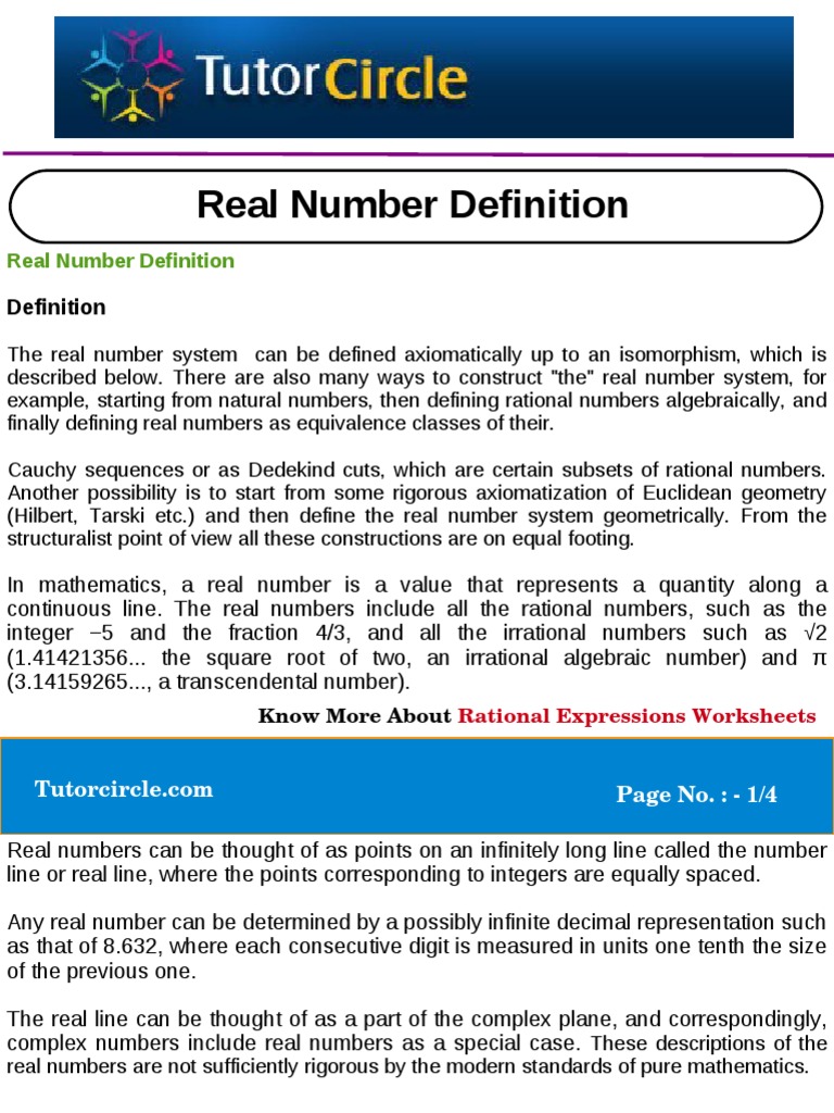 Real Number Definition | PDF | Real Number | Numbers