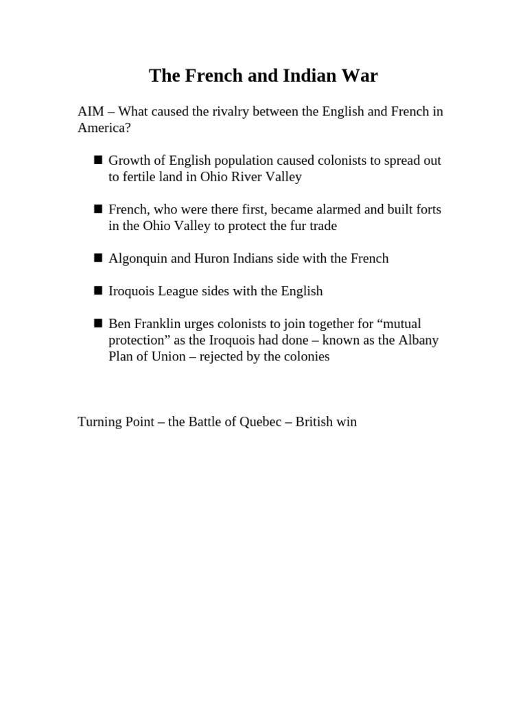 Us 7 French Indian War ALLNOTES | PDF | French And Indian War ...