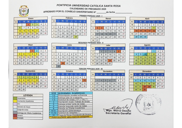 Calendario Académico Ucsar 2025 | PDF