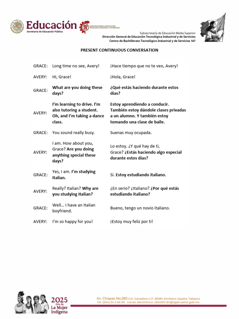 Conversacion 1 Present Continuous | PDF