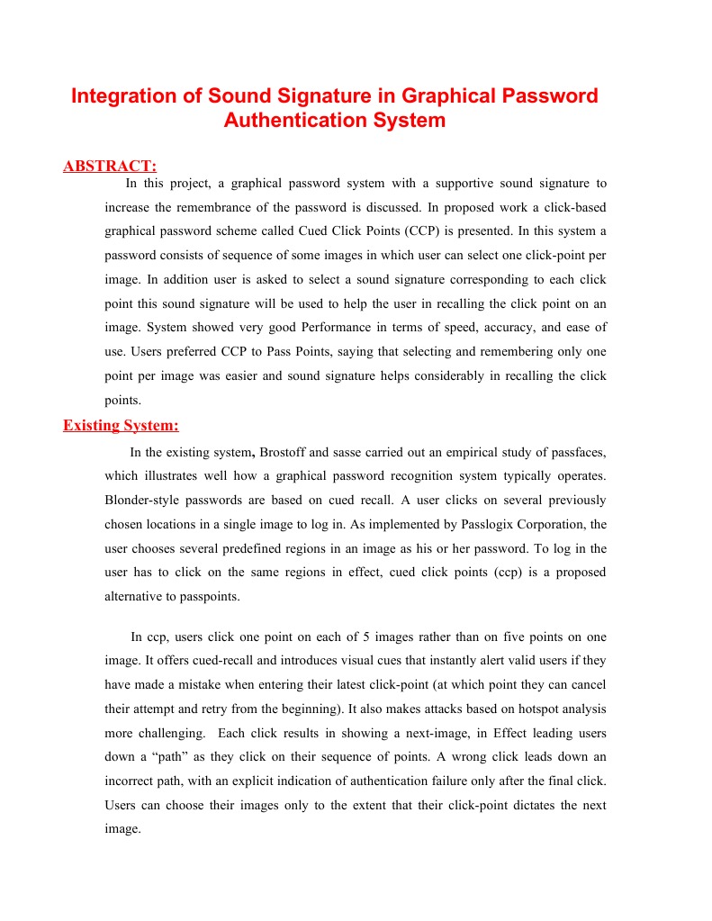Integration of Sound Signature in Graphical Password Authentication System | PDF | Password ...