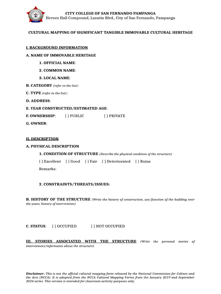 Cultural Mapping Heritage Template | PDF