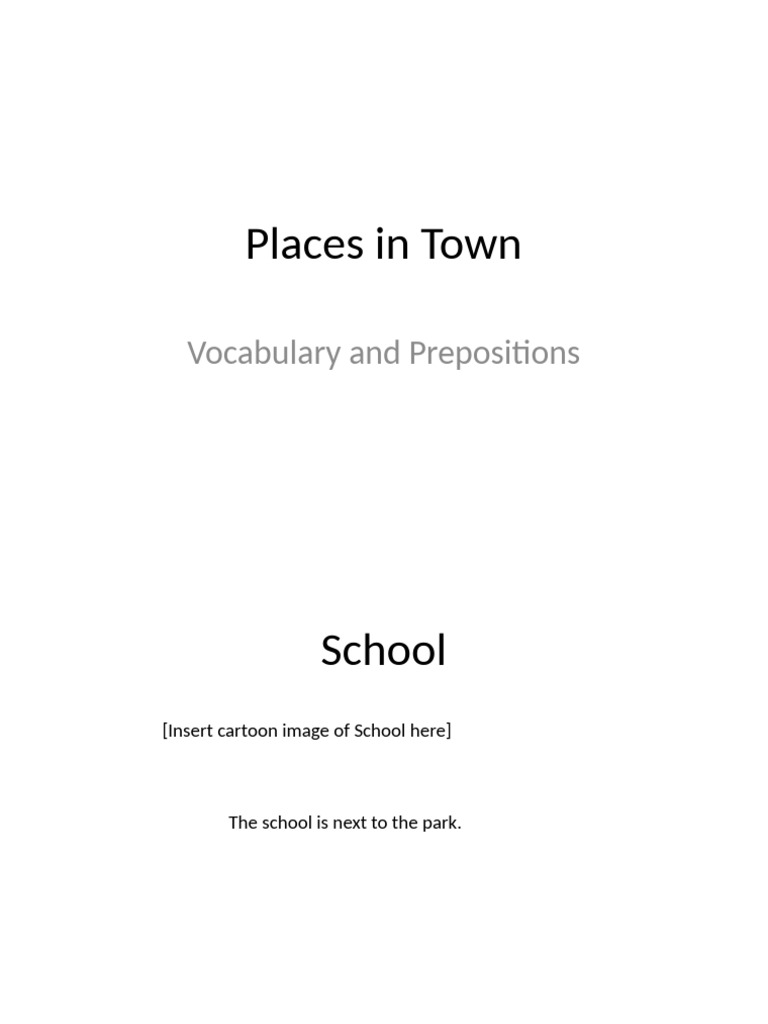 Town Places Vocabulary with Cartoons | PDF