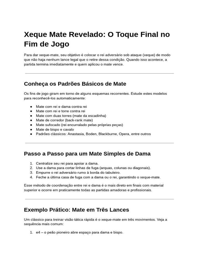 Xeque Mate Revelado_ O Toque Final No Fim de Jogo - Documentos Google | PDF