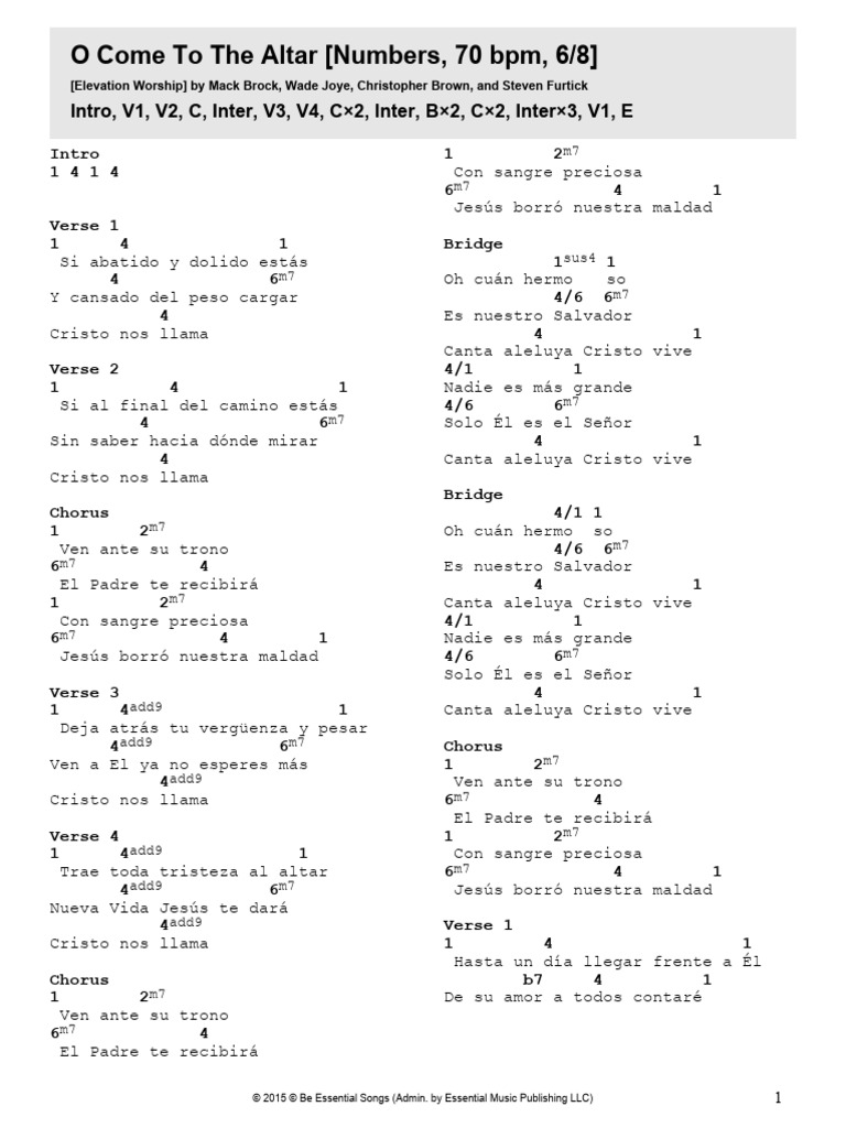 O Come To The Altar - number_chart | PDF