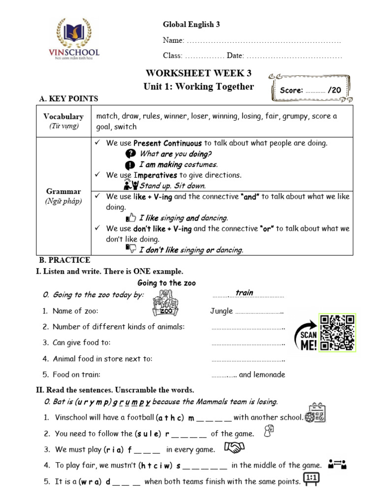 Global English 3 Week 3 Worksheet | PDF