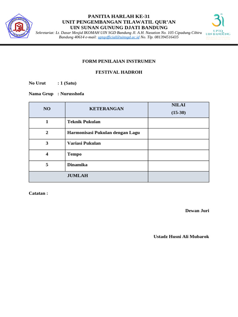 Form Penilaian Instrumen | PDF