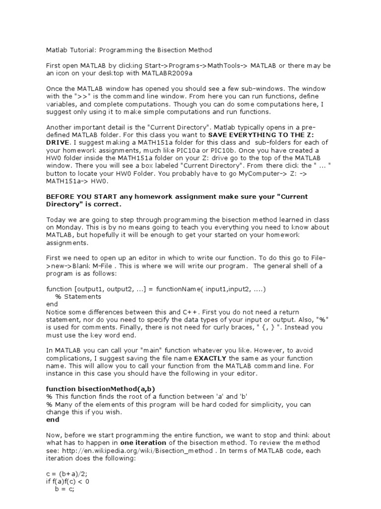 Matlab Tutorial Programming The Bise | PDF