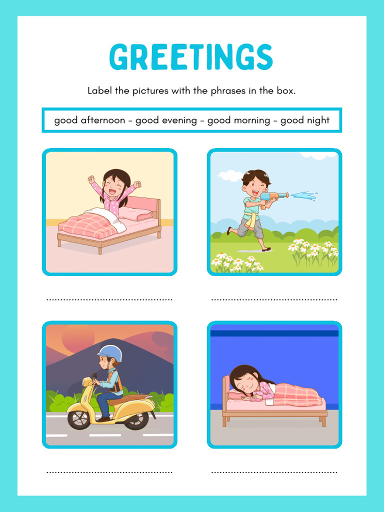 Kindergarten Greetings Coloring Worksheet | PDF