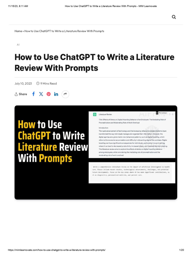 Using ChatGPT for Literature Reviews | PDF | Professional Skills ...
