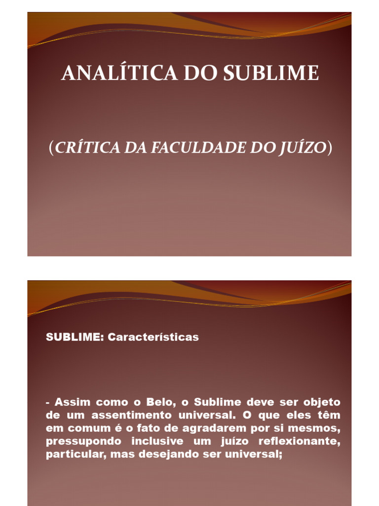 Slides 02 Aula Kant _ Analítica do Sublime I | PDF | Beleza | Immanuel Kant