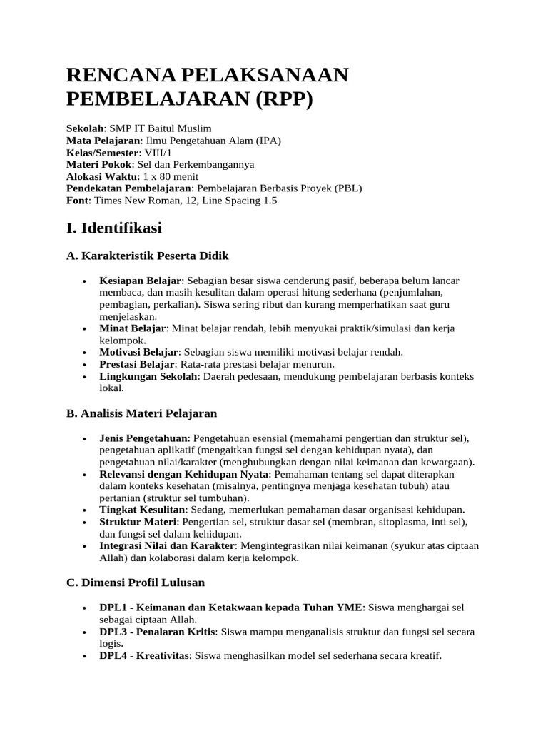 Modul Ajar Sel | PDF