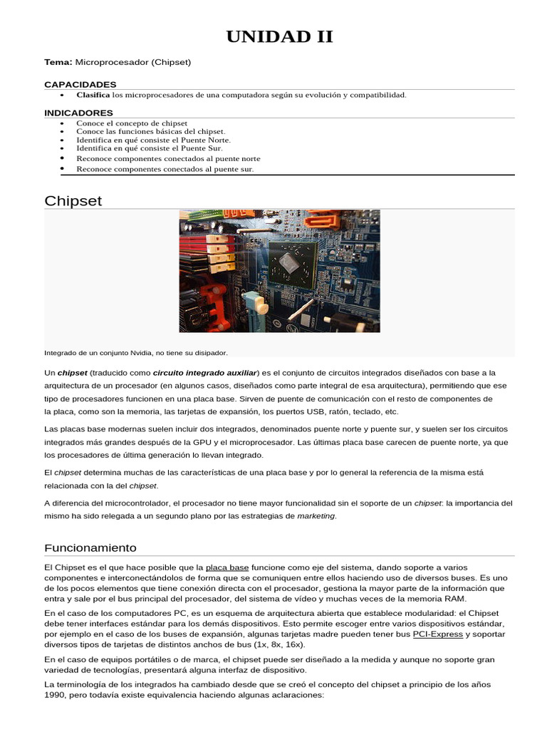 5_ Microprocesador Chipset | PDF | Computadoras personales | Arquitectura de Computadores