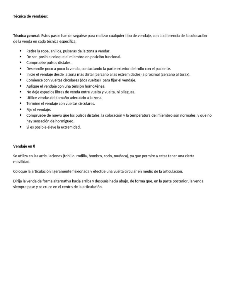 Guía de Técnicas de Vendajes y Entablillado | PDF