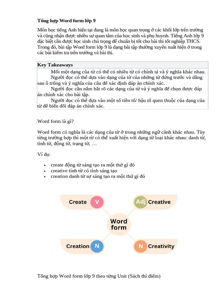 T NG H P Word Form L P 9 | PDF