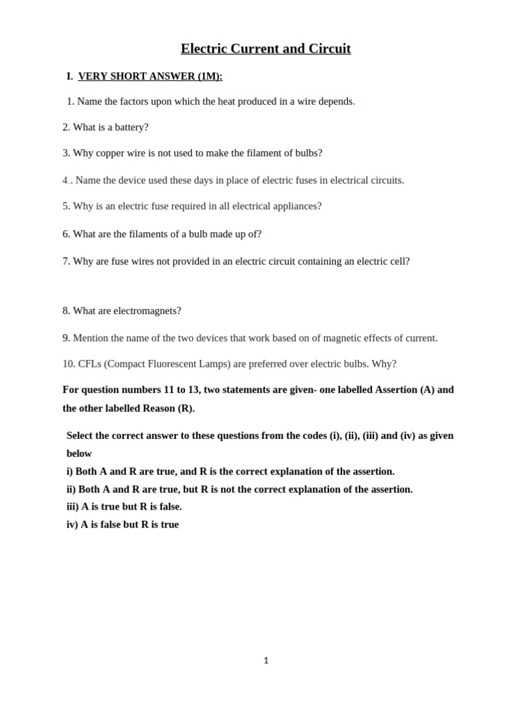 1709035-Class 7 - Science - Electric Current and Its Effects - Ws With ...