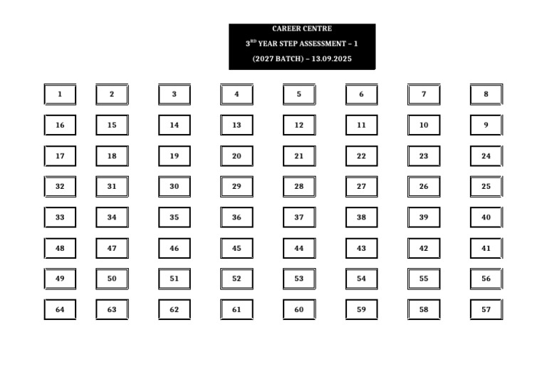 Seating Arrangments For STEP Assessment - 1 (13.09.2025) | PDF