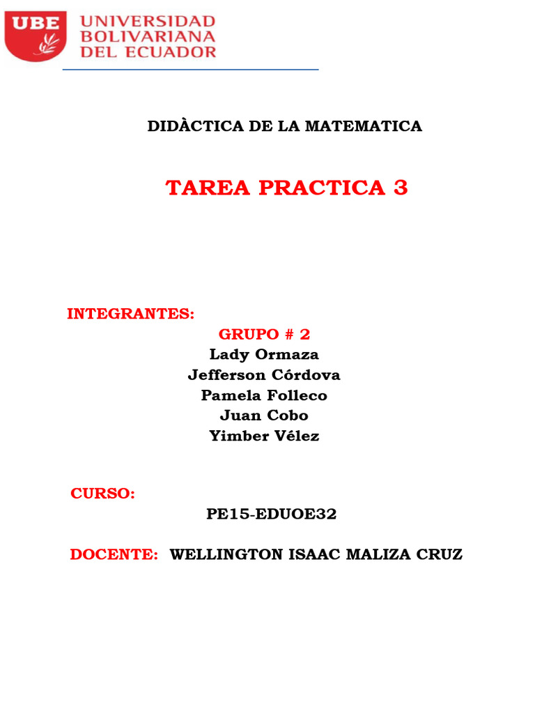 Didàctica de La Matematica Tarea Practica 3 | PDF