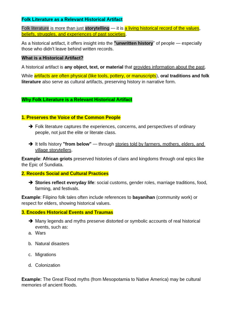Folk Literature as Historical Insight | PDF | Folklore | Oral Literature