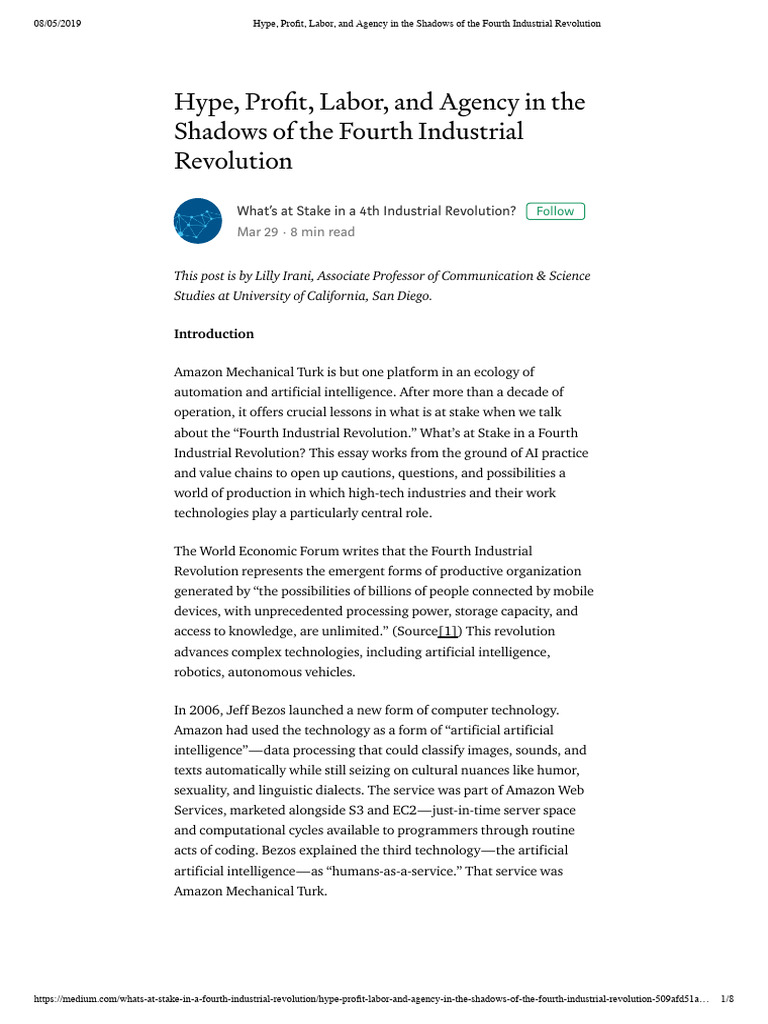 Labor and AI in the Fourth Revolution | PDF | Artificial Intelligence ...