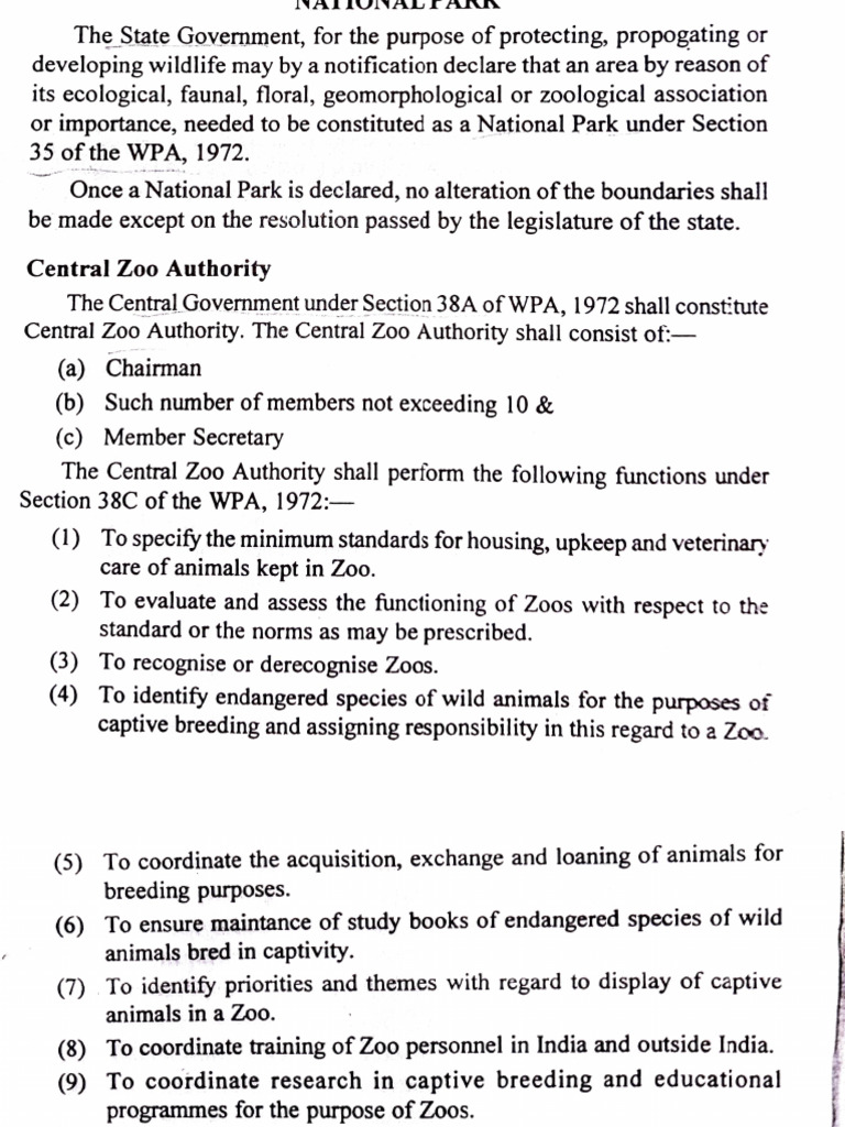 Wildlife Protection Act Overview | PDF | Zoo | License