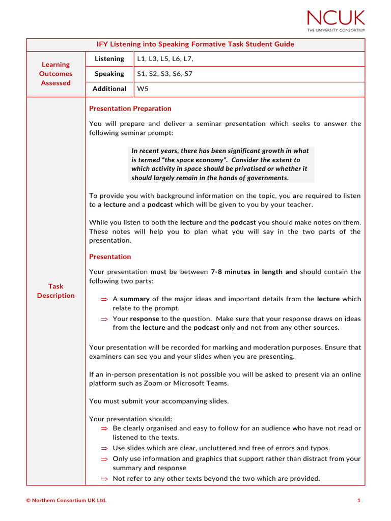 IFY EAP Listening-Into-Speaking Student Guide | PDF | Lecture | Learning