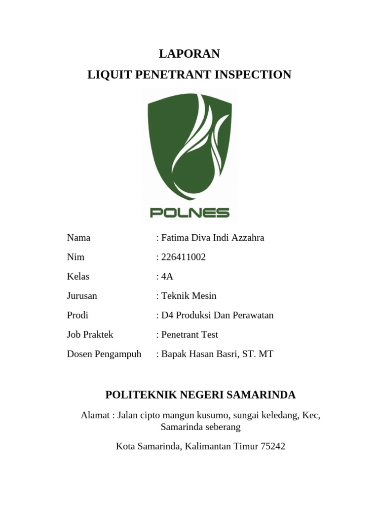 Laporan Uji Metode Penetrant Test | PDF