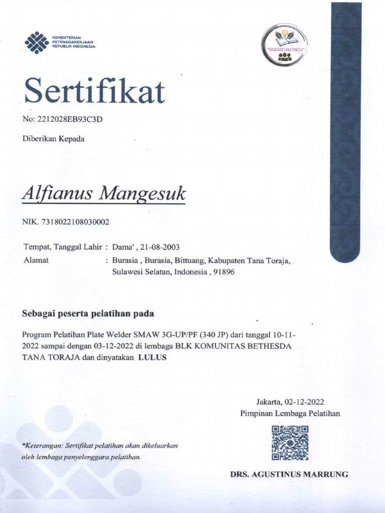 Sertifikat Kursus | PDF