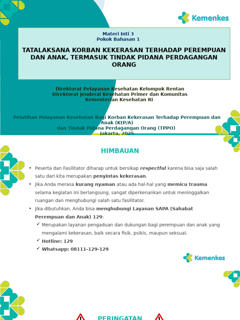 05 MI 3 PB 1 Tatalaksana Medis Korban KtPA Dan TPPO - Revised 2025 | PDF