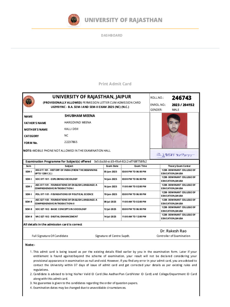 University of Rajasthan | PDF