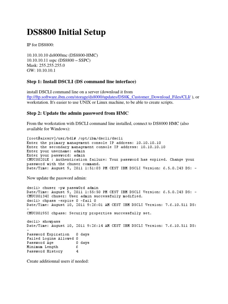 DS8800 Setup and DSCLI Installation | PDF | Computer Architecture ...