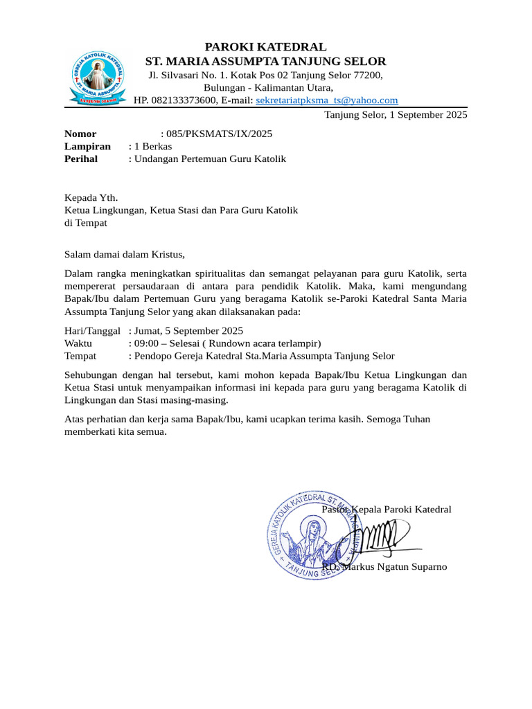 Surat Undangan Pertemuan Guru | PDF