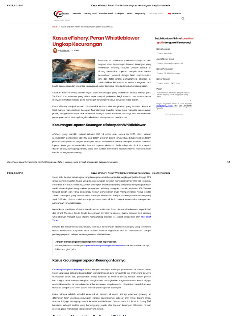 Kasus EFishery - Peran Whistleblower Ungkap Kecurangan - Integrity ...