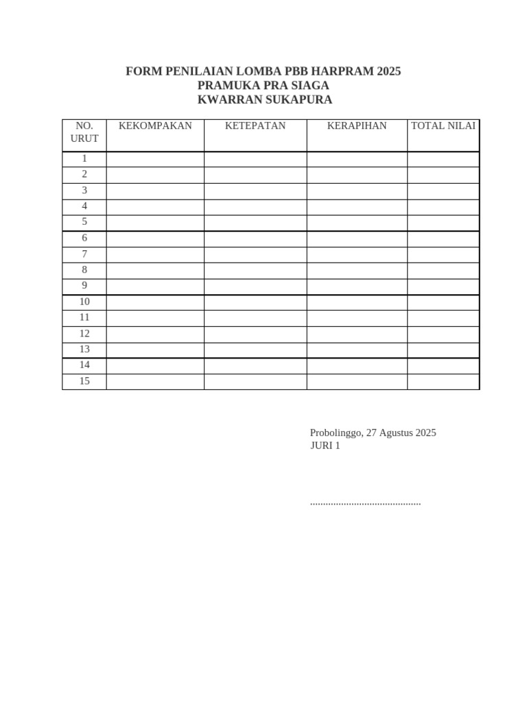 Form Penilaian PBB Pra Siaga | PDF