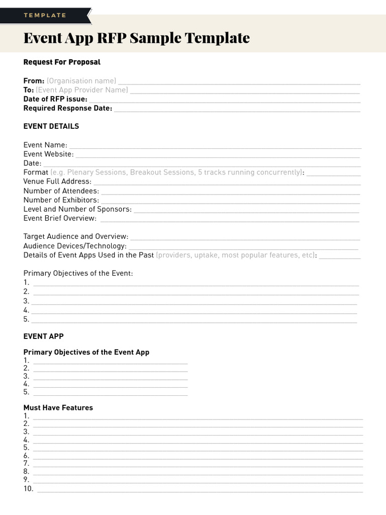 Event App RFP Template Guide | PDF | Information Technology | Software