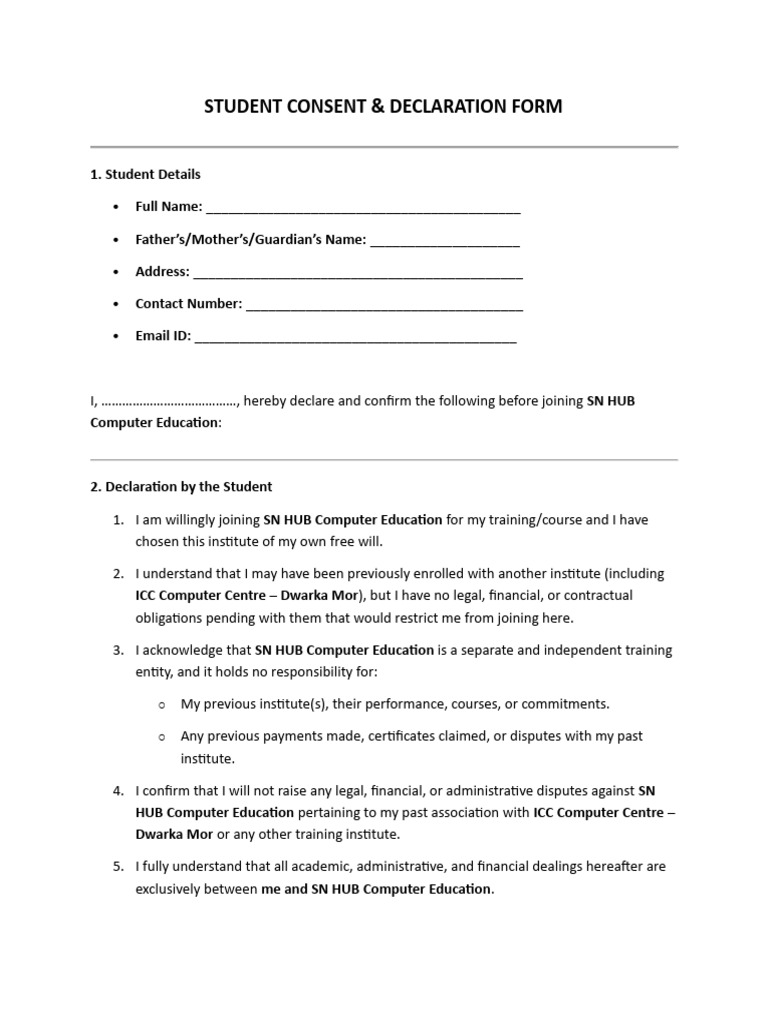 Student Consent | PDF | Indemnity | Law Of Obligations