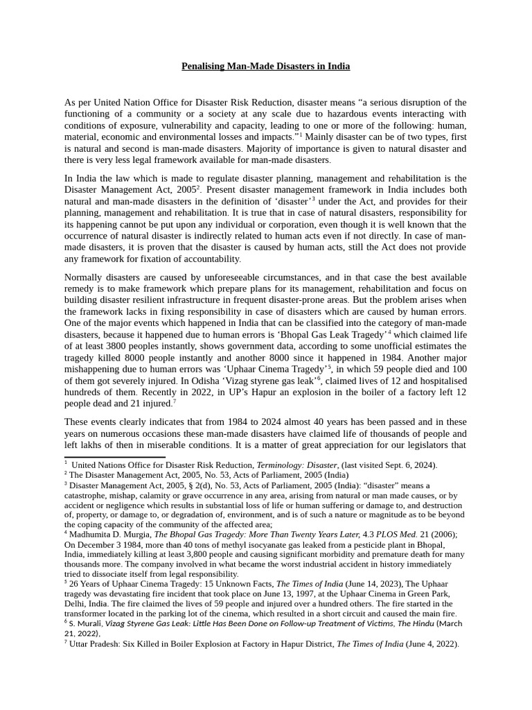 Penalizing Man-Made Disasters in India | PDF | Hazards | Natural Disasters